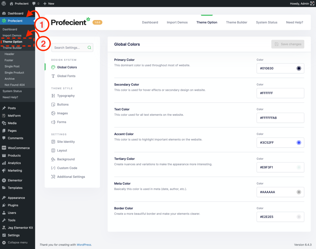 Theme Option - Profecient
