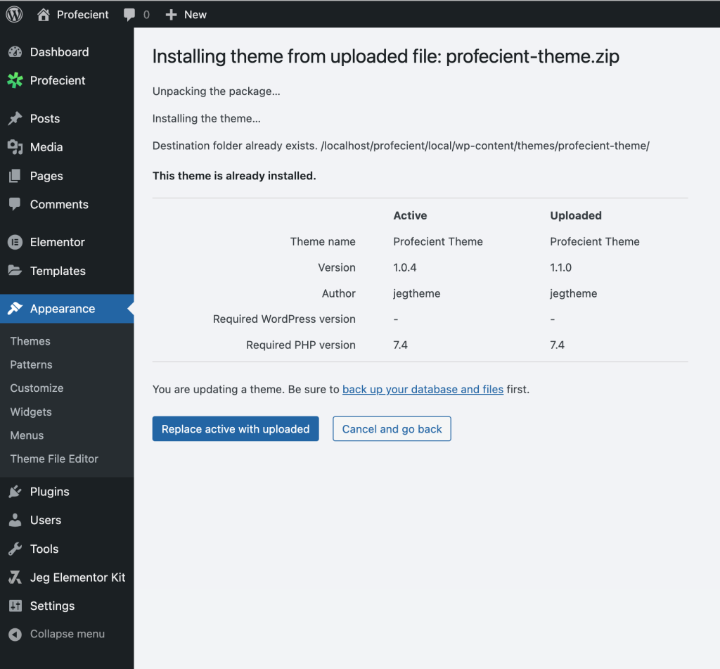 Update Theme - Profecient