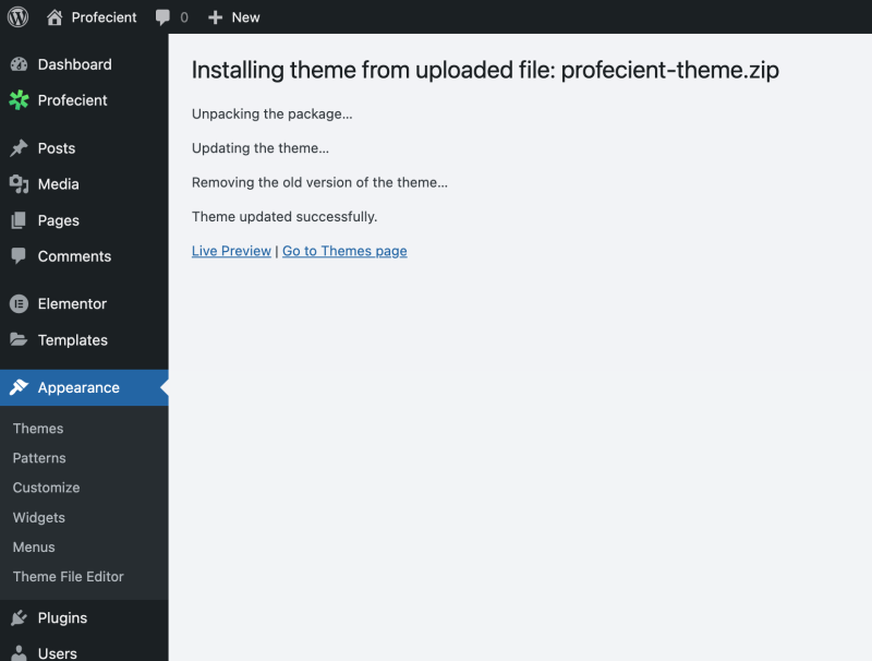 Update Theme - Profecient
